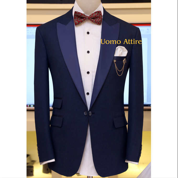 Dark blue wedding tuxedo suit custom made – Uomo Attire