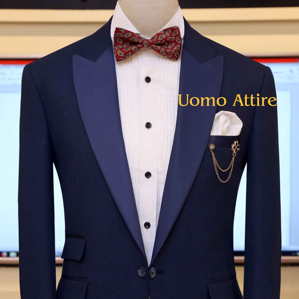 Dark blue wedding tuxedo suit custom made – Uomo Attire