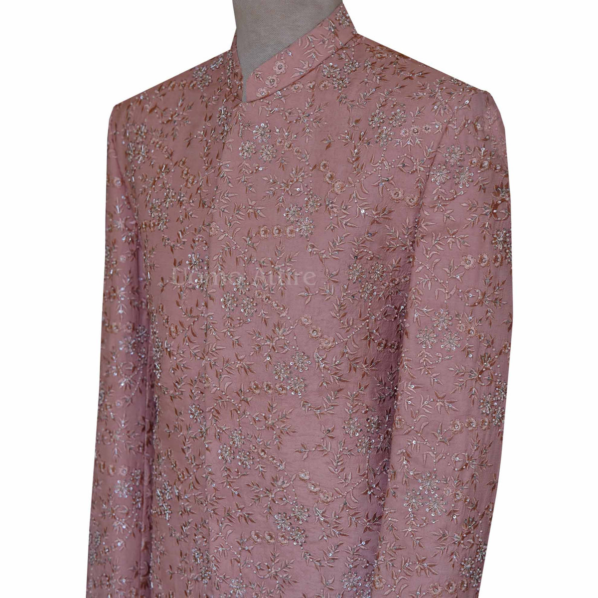 Fully Embroidered Mens Pink Prince Coat – Uomo Attire