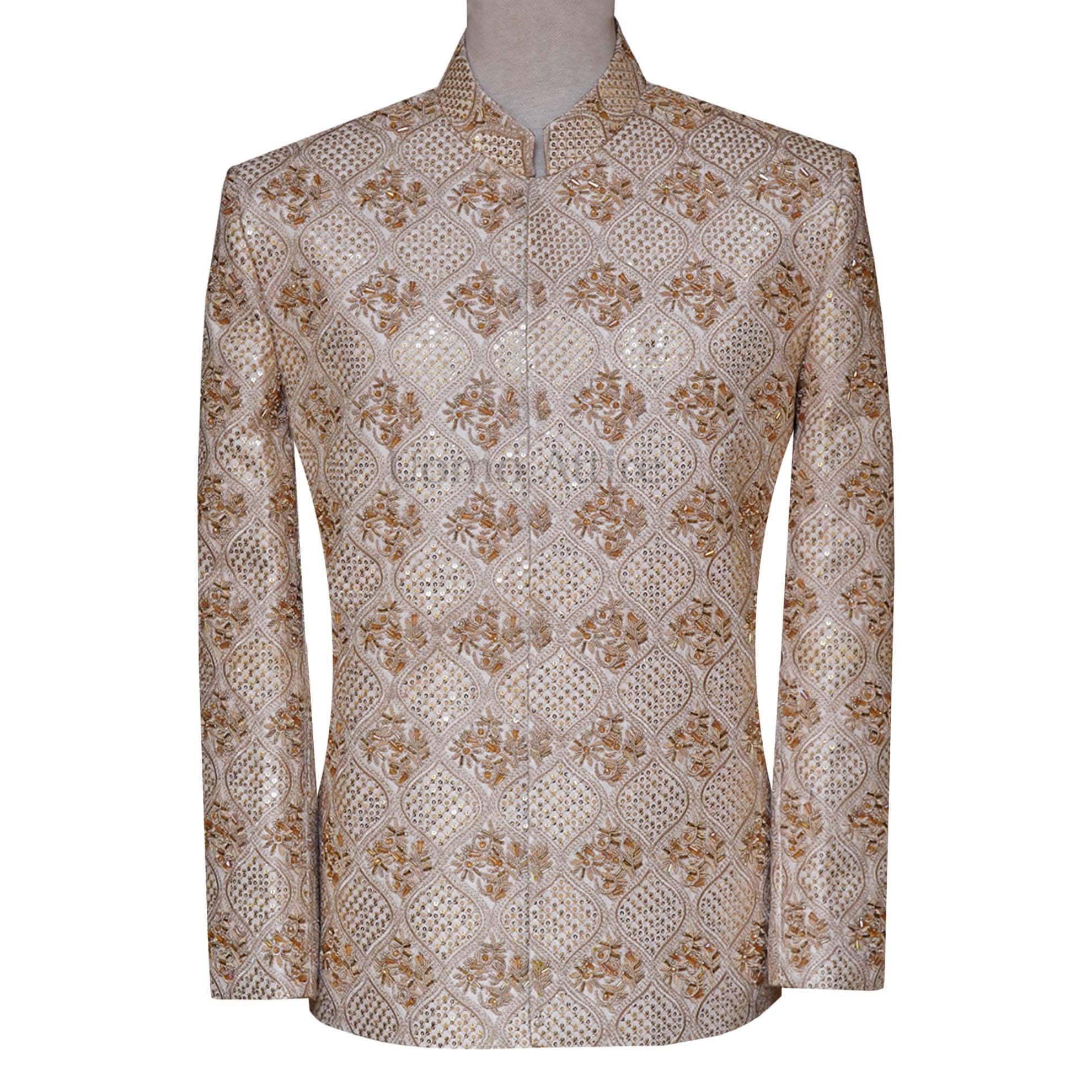 Fully embellished and embroidered golden prince coat – Uomo Attire