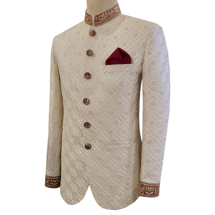 Fully embroidered fabric prince coat for groom – Uomo Attire