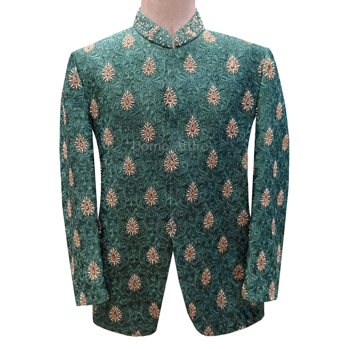 Fully embroidered prince coat for groom with embellishment – Uomo Attire