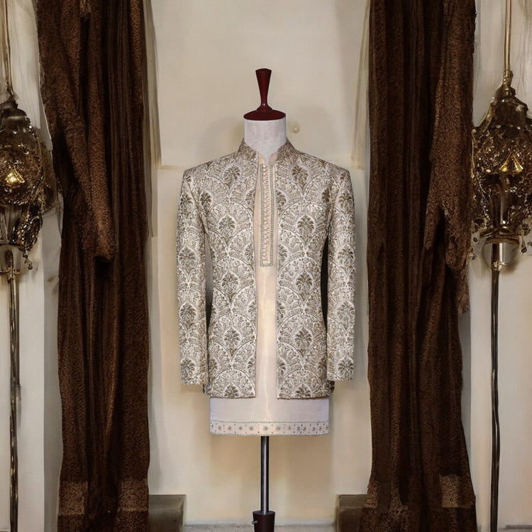 Golden Fully Embellished Prince Coat for Groom – Uomo Attire