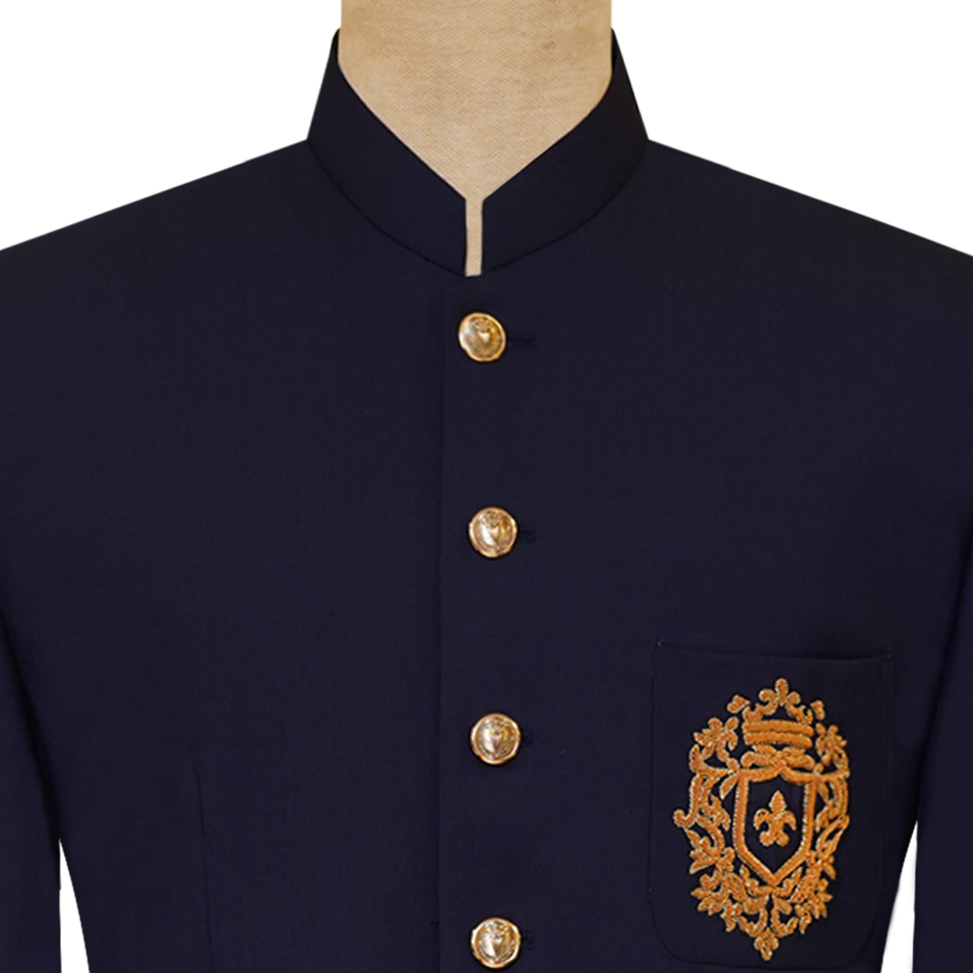 Italian woolen fabric navy blue luxury prince coat – Uomo Attire