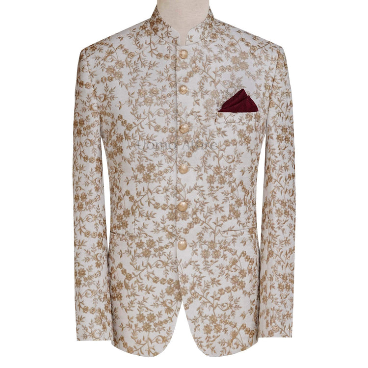 Luxurious fully embroidered prince coat with golden brass buttons ...