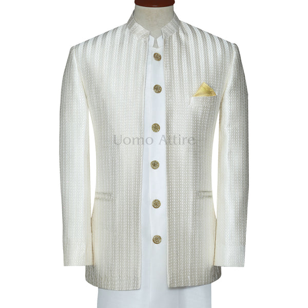 Open front White Prince Coat for Nikkah – Uomo Attire