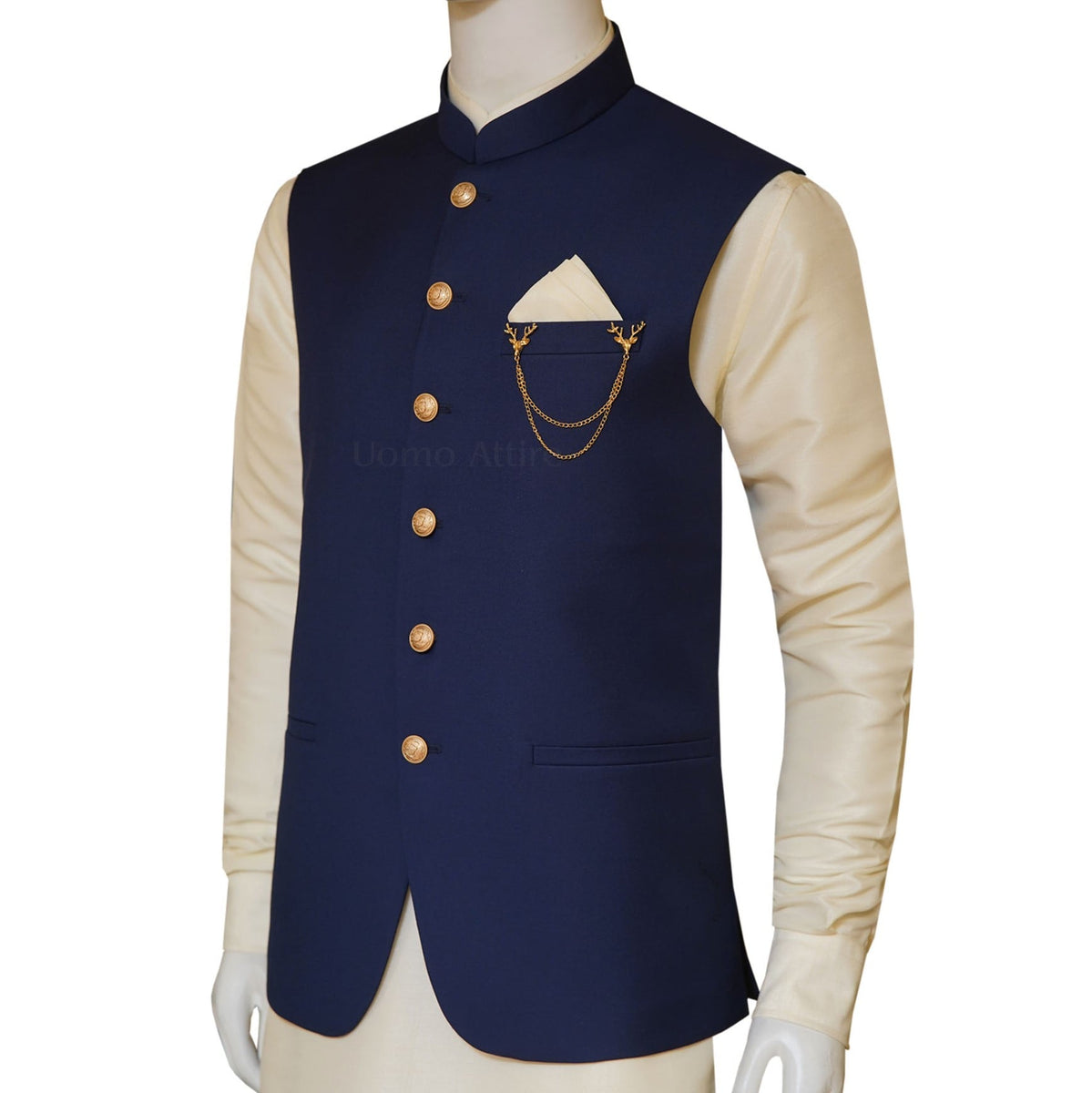 President blue color waistcoat for men – Uomo Attire
