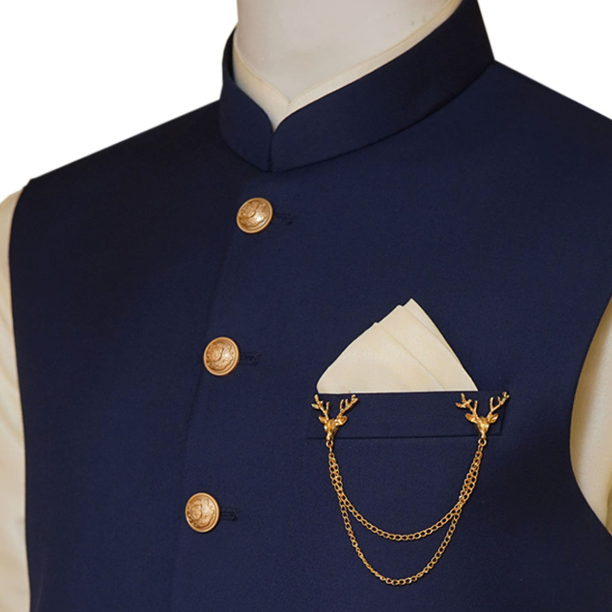 President blue color waistcoat for men – Uomo Attire