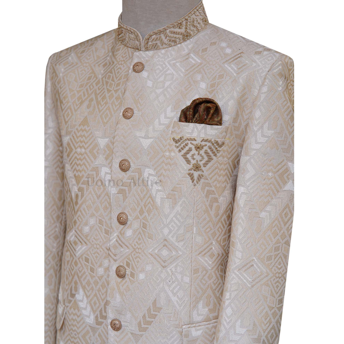 Prince Coat with Textured Self-Embossed Embellishments – Uomo Attire