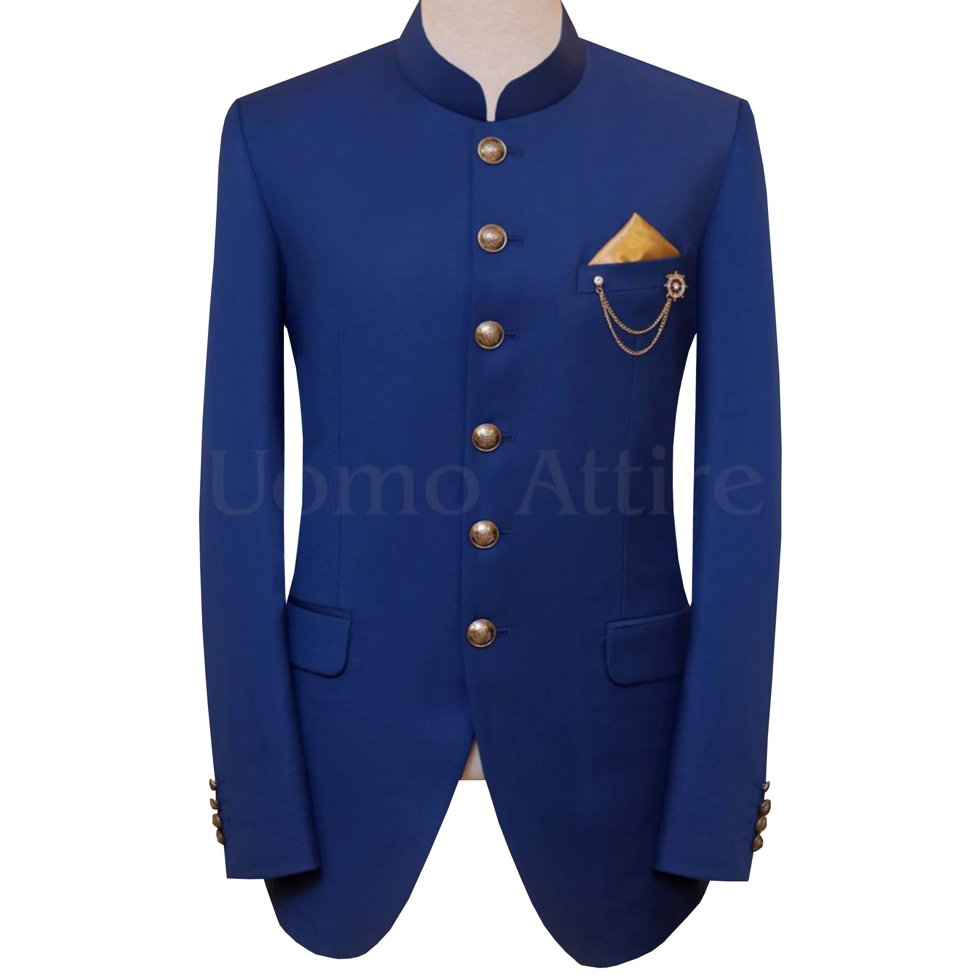 Zink blue prince coat connected with a chain – Uomo Attire
