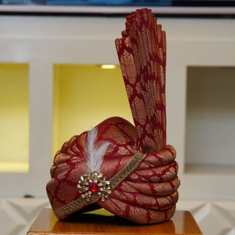 Red Aitchson Turban for groom – Uomo Attire