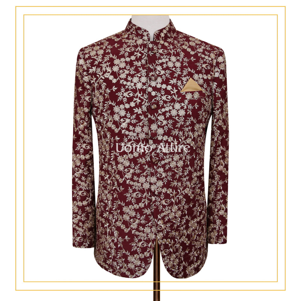 Colorful slim fit embroidered prince coat – Uomo Attire