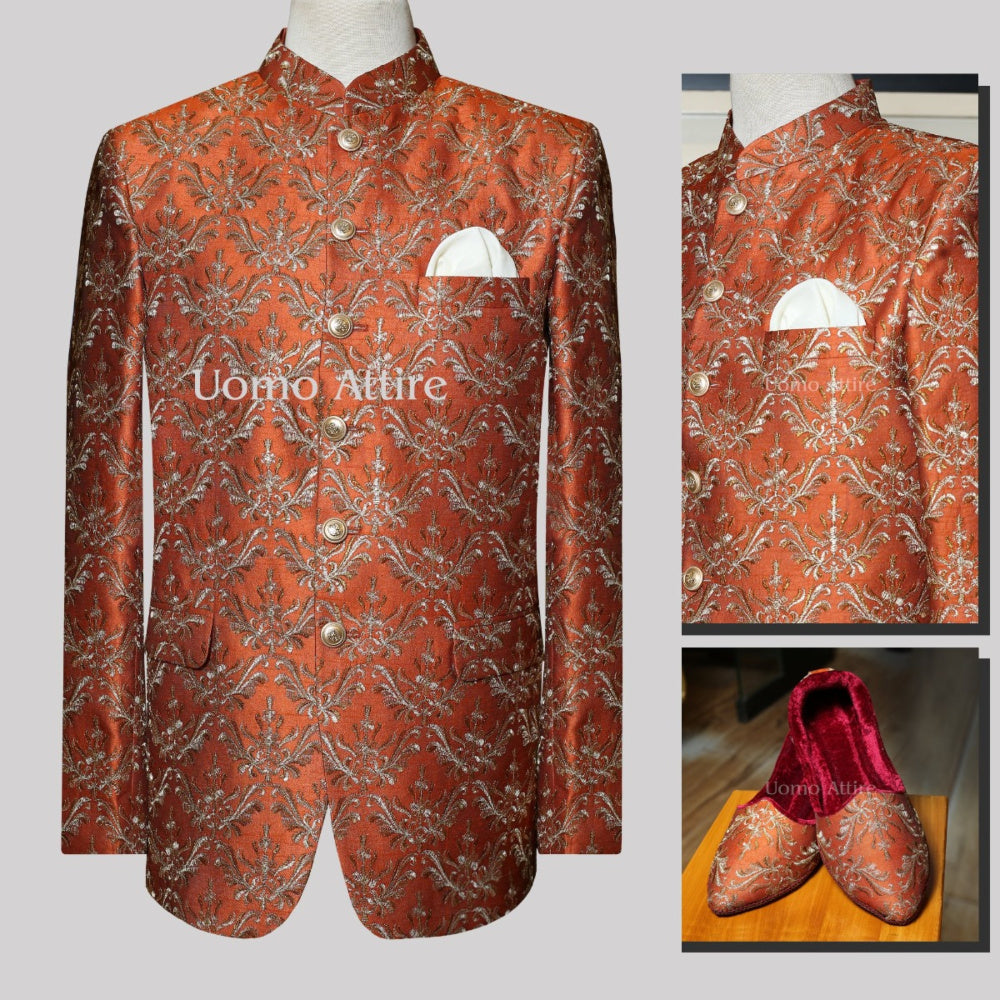 Customized colorful embroidered prince coat – Uomo Attire