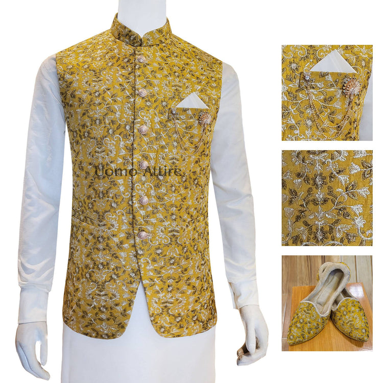 Customized groom mehndi waistcoat – Uomo Attire