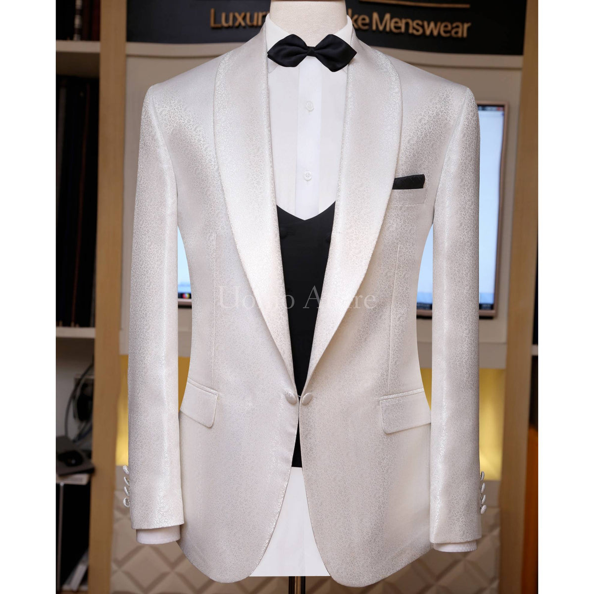 White tuxedo 3 piece suit for wedding – Uomo Attire